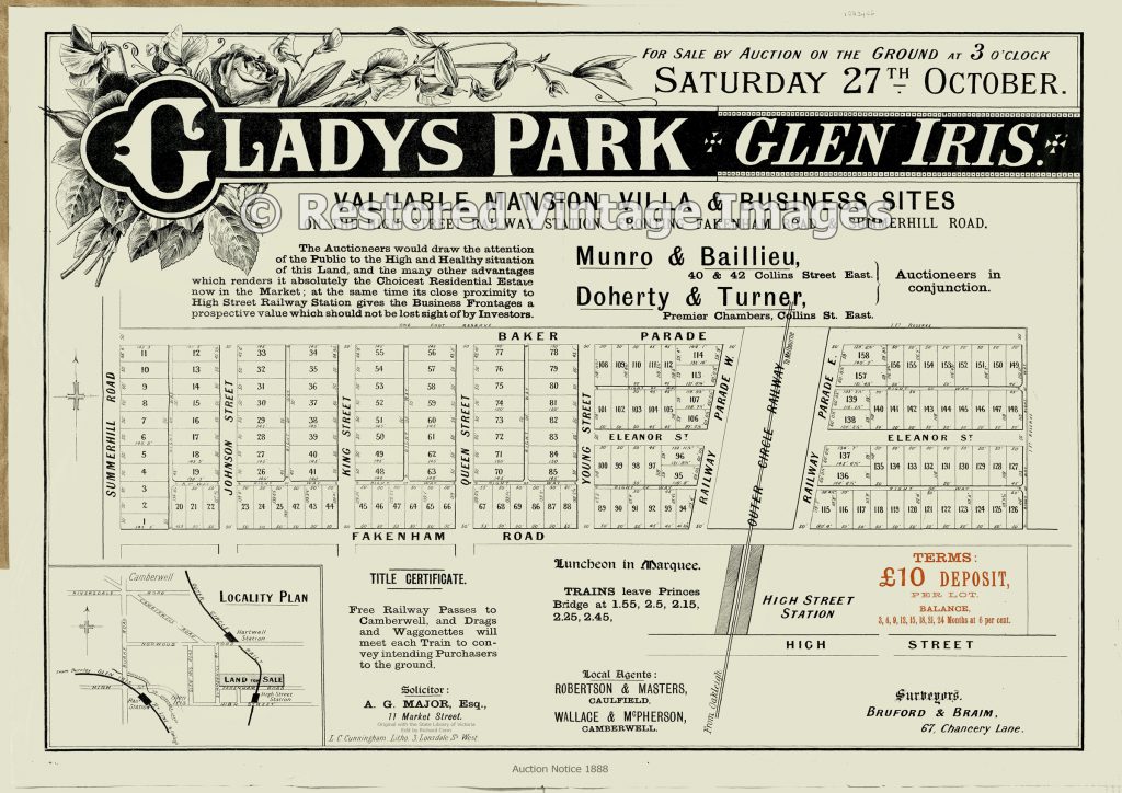 Gladys Park Glen Iris 27th October 1888 - Ashburton - Restored Vintage Images
