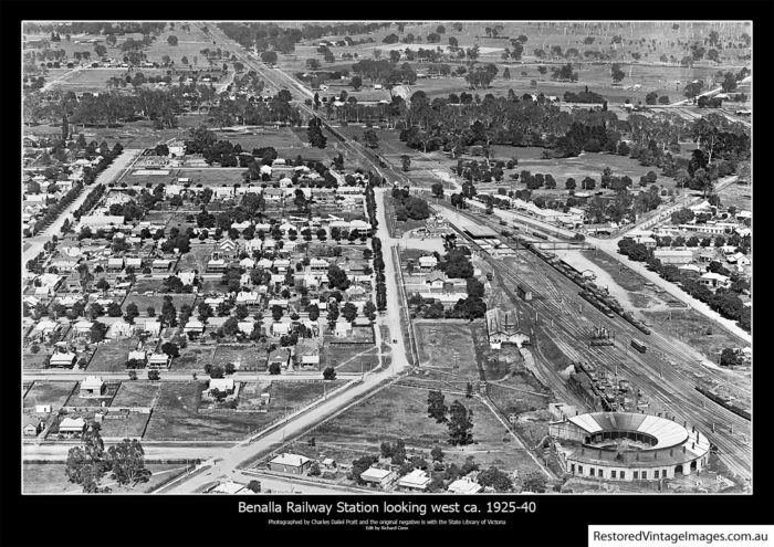 Benalla Railway Station looking west ca. 1925-40 - Restored Vintage Images