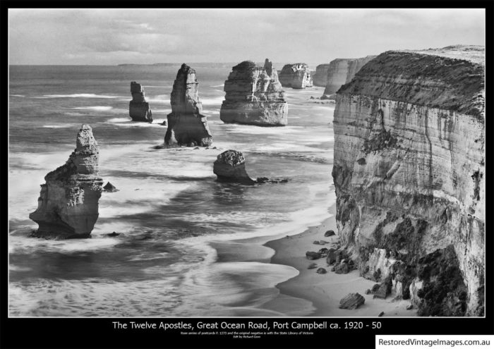 Port Campbell - Twelve Apostles 1920-50 - Restored Vintage Images Port Campbell - Twelve Apostles 1920-50 - Restored Vintage Images