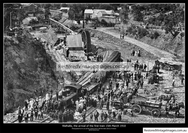 Walhalla - the arrival of the first train in 1910 - Restored Vintage Images