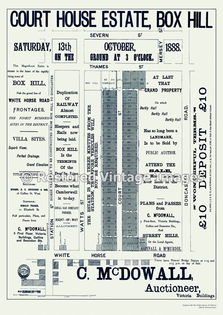 Court House Estate Box Hill 13th October 1888 - Box HIll - Restored ...