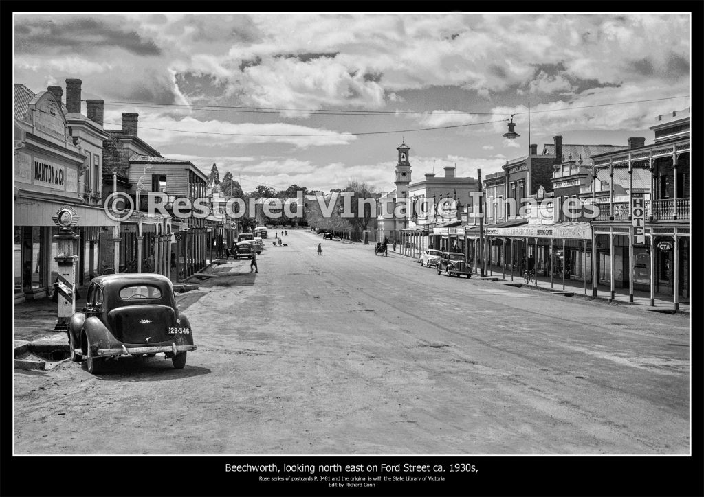 Beechworth, looking north east on Ford Street ca. 1930s - Restored ...