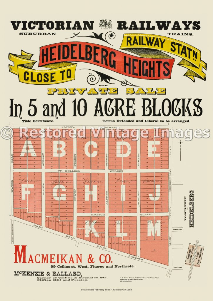 Heidelberg Heights February 1888 5 and 10 acre blocks - Restored ...