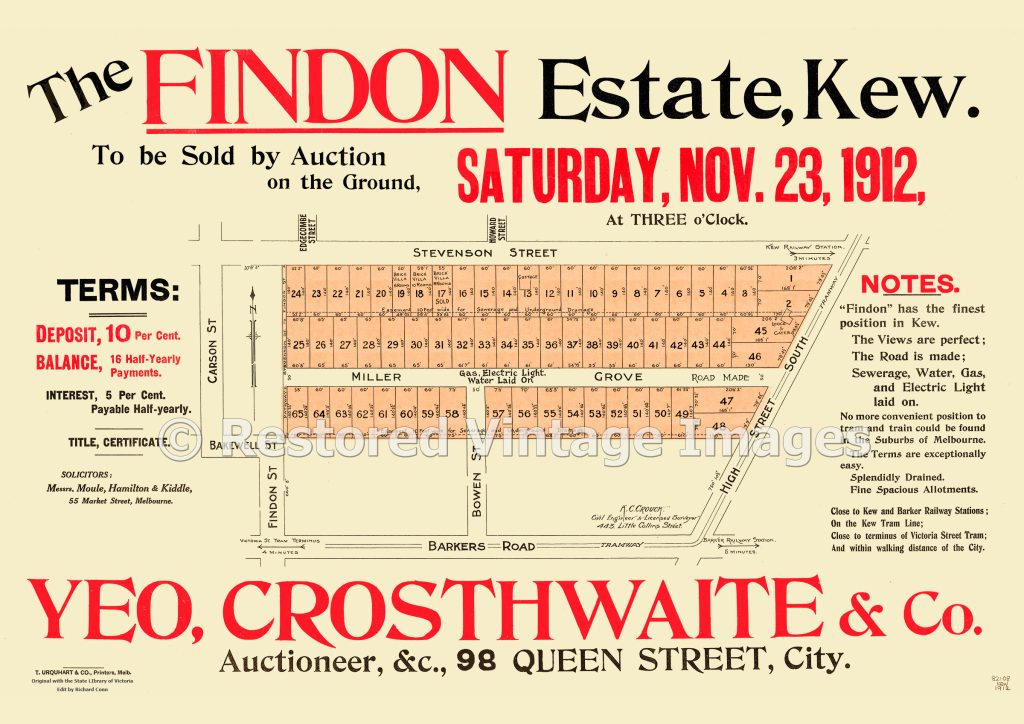Findon Estate 23rd November 1912 - Kew - Restored Vintage Images