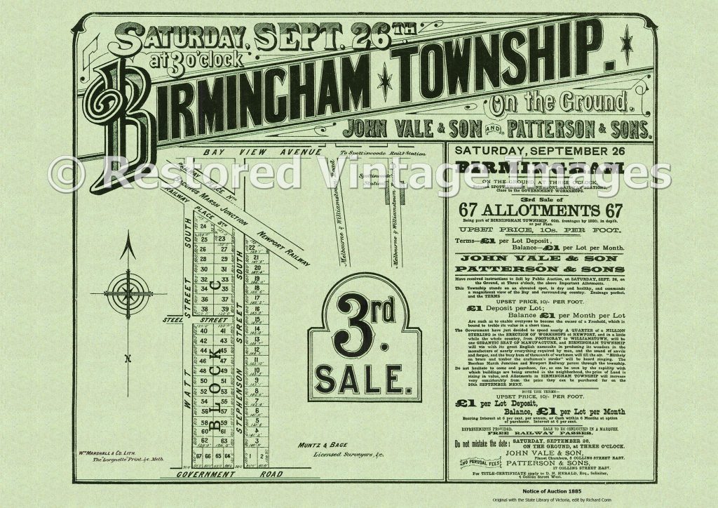Birmingham Township 3rd Sale 26th September 1885 - South Kingville ...