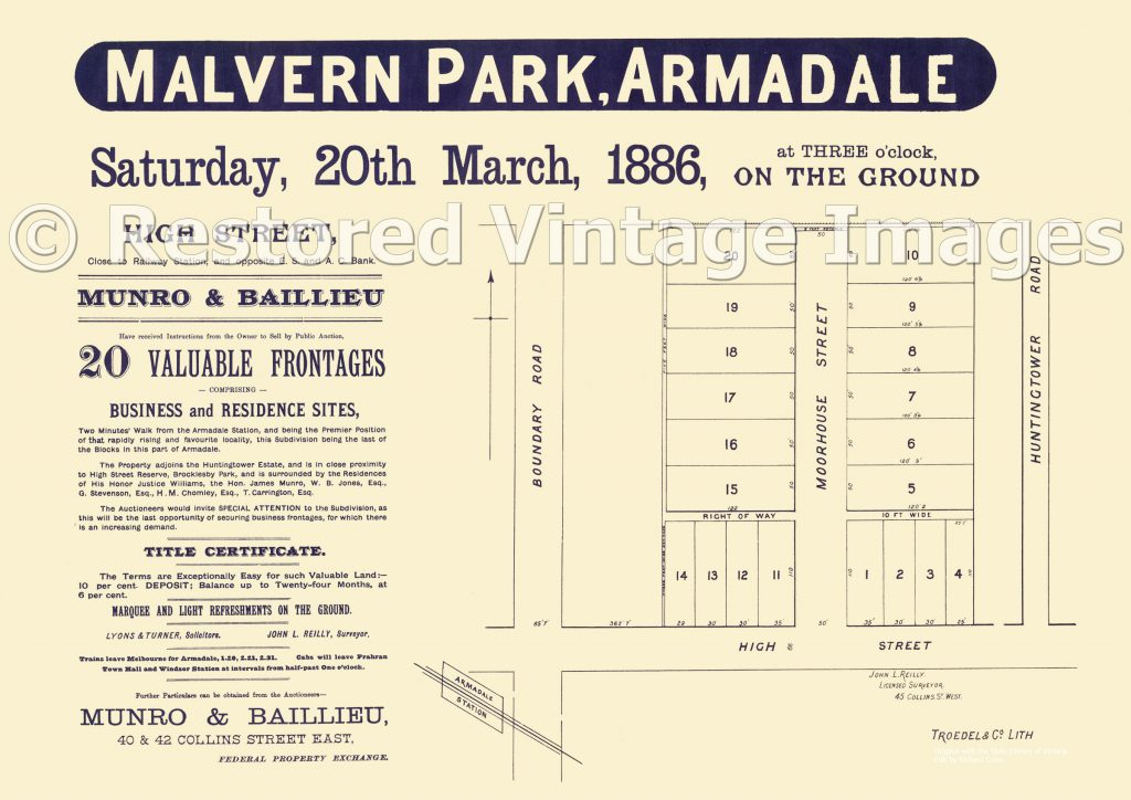 Malvern Park 20th March 1886 - Armadale - Restored Vintage Images