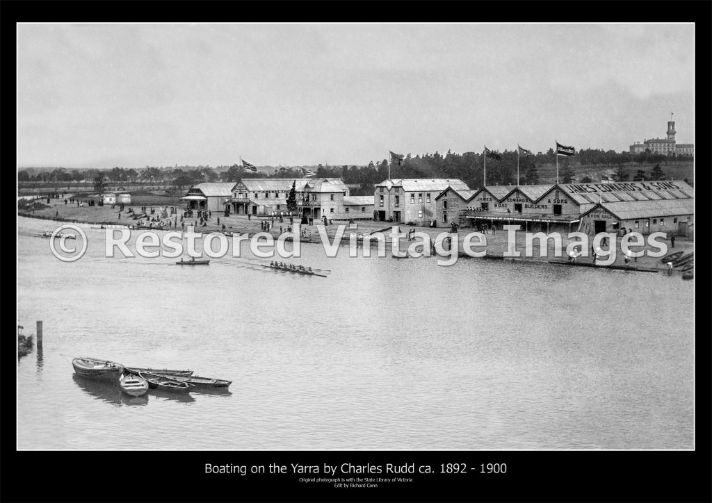 Boating on the Yarra by Charles Rudd ca. 1892 - 1900 - Restored Vintage ...